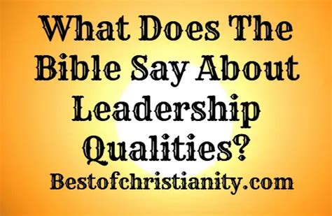 What Does The Bible Say About Leadership Qualities? | Encyclopedia Of ...